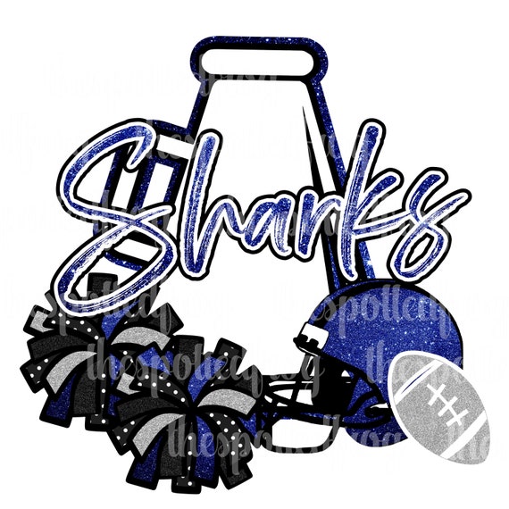 Sharks Glitter Cheer and Football PNG - Etsy