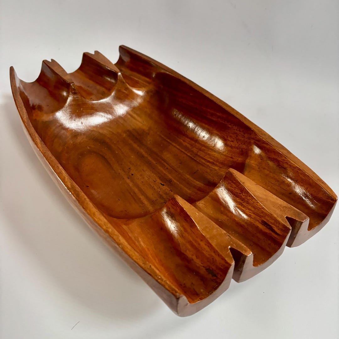 Antique Teak Hardwood Scandinavian Brutalist Vide Poche Bowl ...