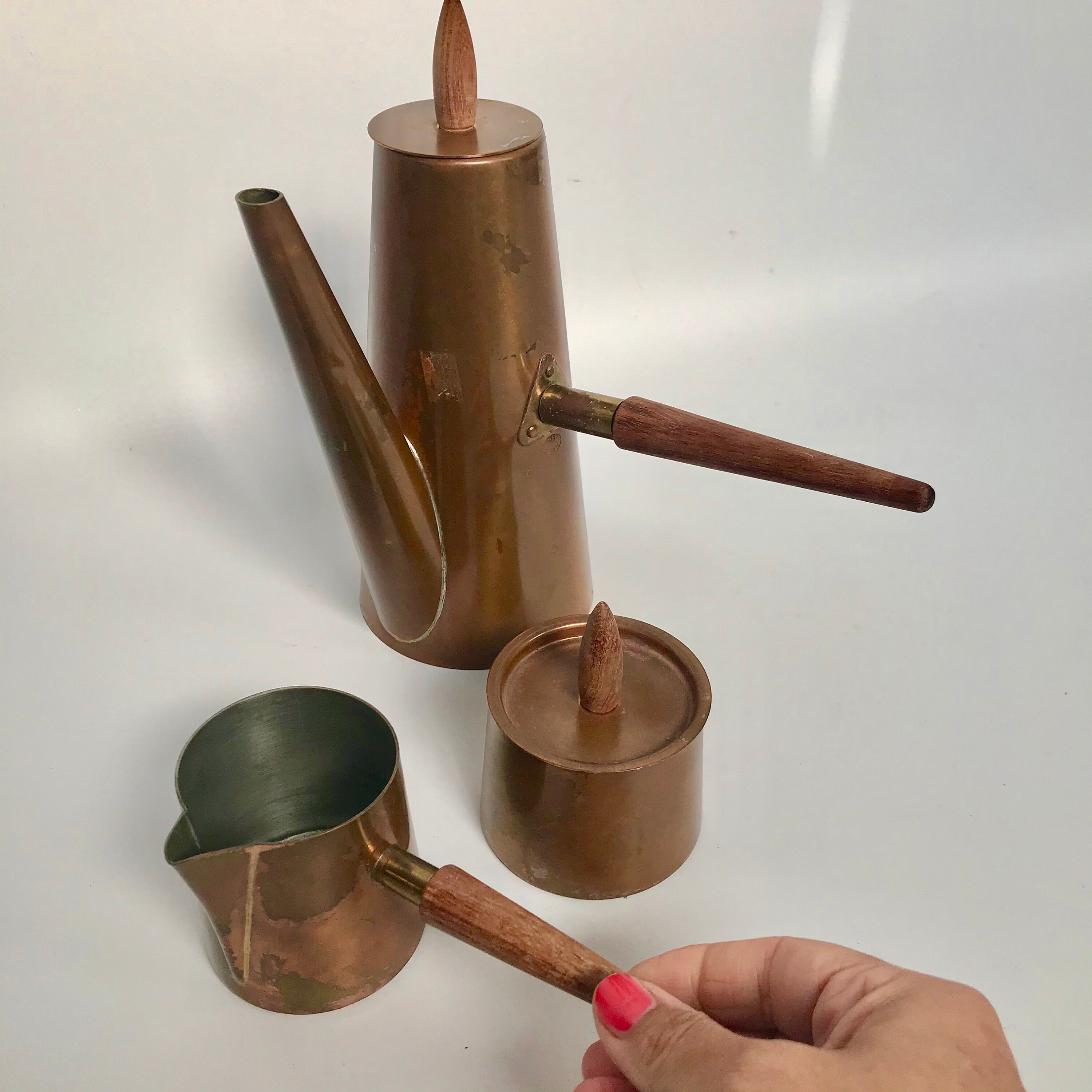 Vintage Copper Coffee Set Europe ARGV Wood/brass/copper Mid - Etsy ...