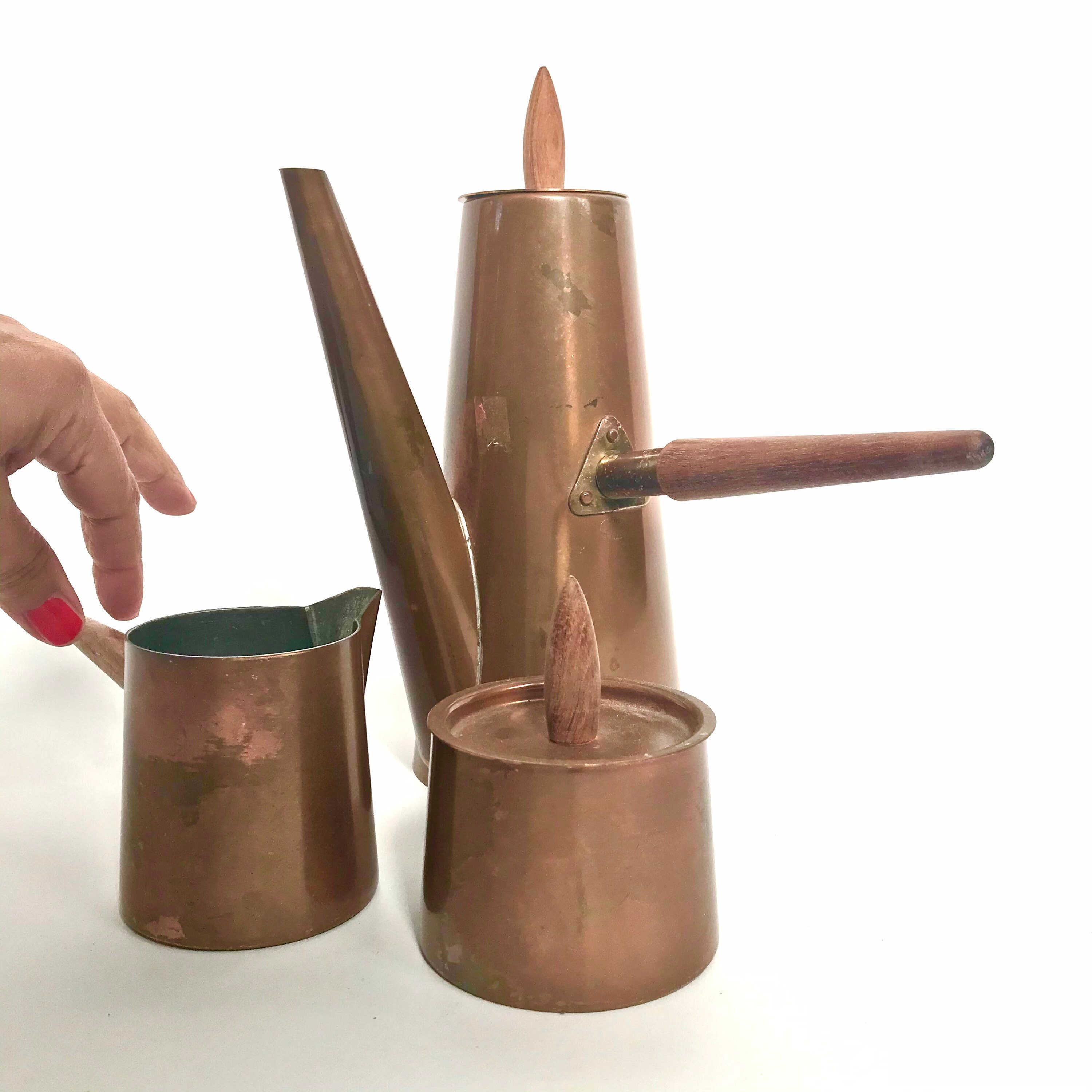 Vintage Copper Coffee Set Europe ARGV Wood/brass/copper Mid - Etsy ...