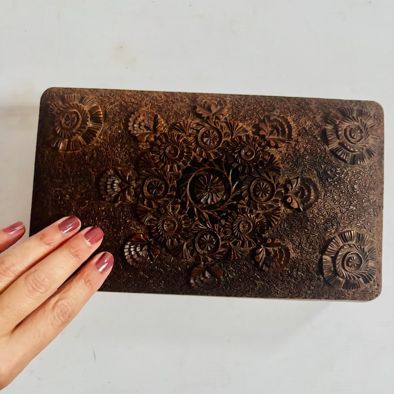 RARE Early WW2 Antique Anglo Indian Tramp Folk Art Box 1946 Memory Box ...