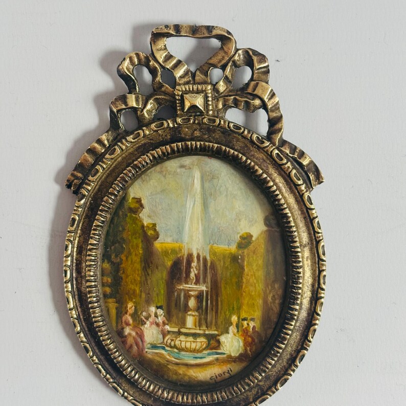 Antique 1800s Oil Painting Miniature 'giorgi' Italian in Brass Frame ...