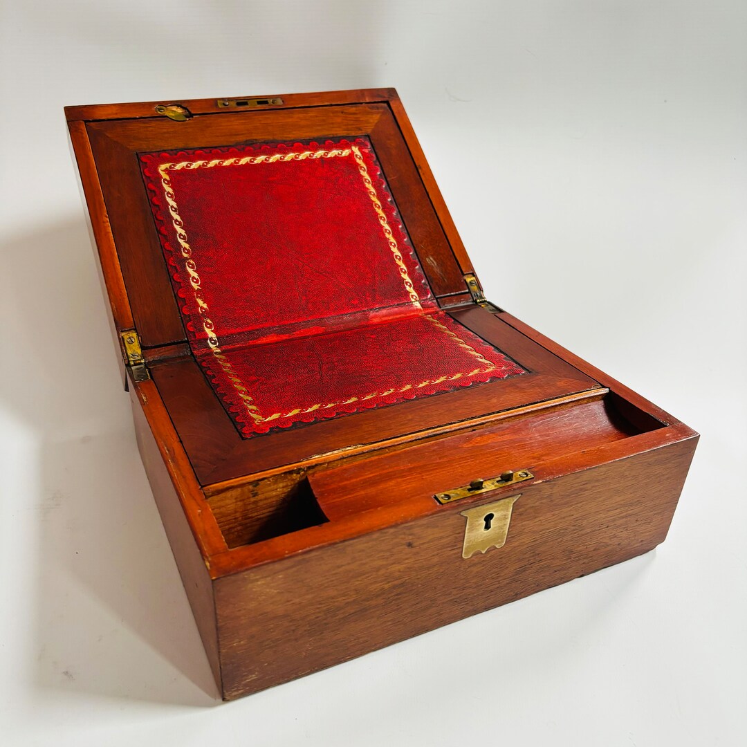 Antique Victorian Mahogany Wood Writers Box With Secret Compartments ...