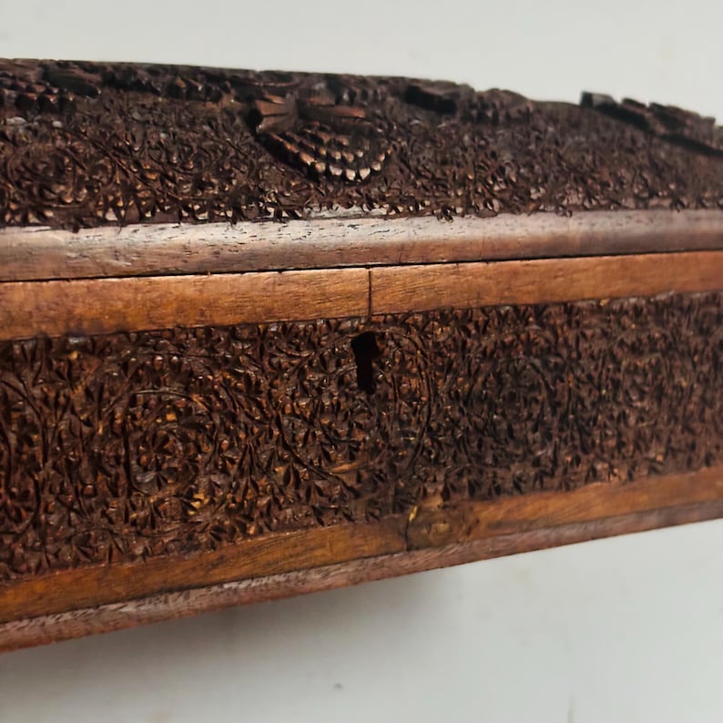 RARE Early WW2 Antique Anglo Indian Tramp Folk Art Box 1946 Memory Box ...