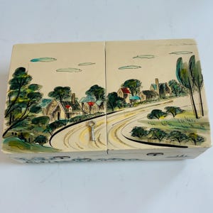 RARE XL Double Boxed 'TOYO' Japanese Musical Jewellery Box Hand Painted ...