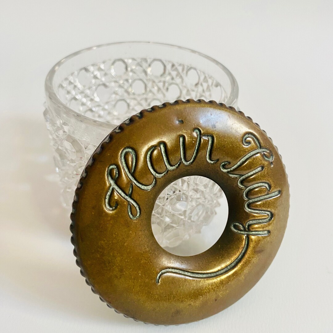 1900s Rare Victorian Crystal Cut Glass and Brass Hair Tidy -beautiful ...