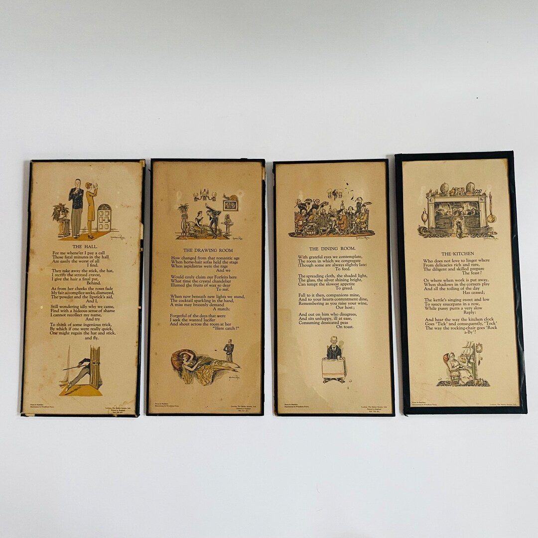 Art Deco Antique Set of 4 Pictures 1930s Illustration by Wyndham Payne ...