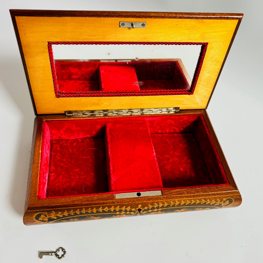 Mid Century Swiss Made Musical Italian Sorrento Jewellery Box Marquetry ...