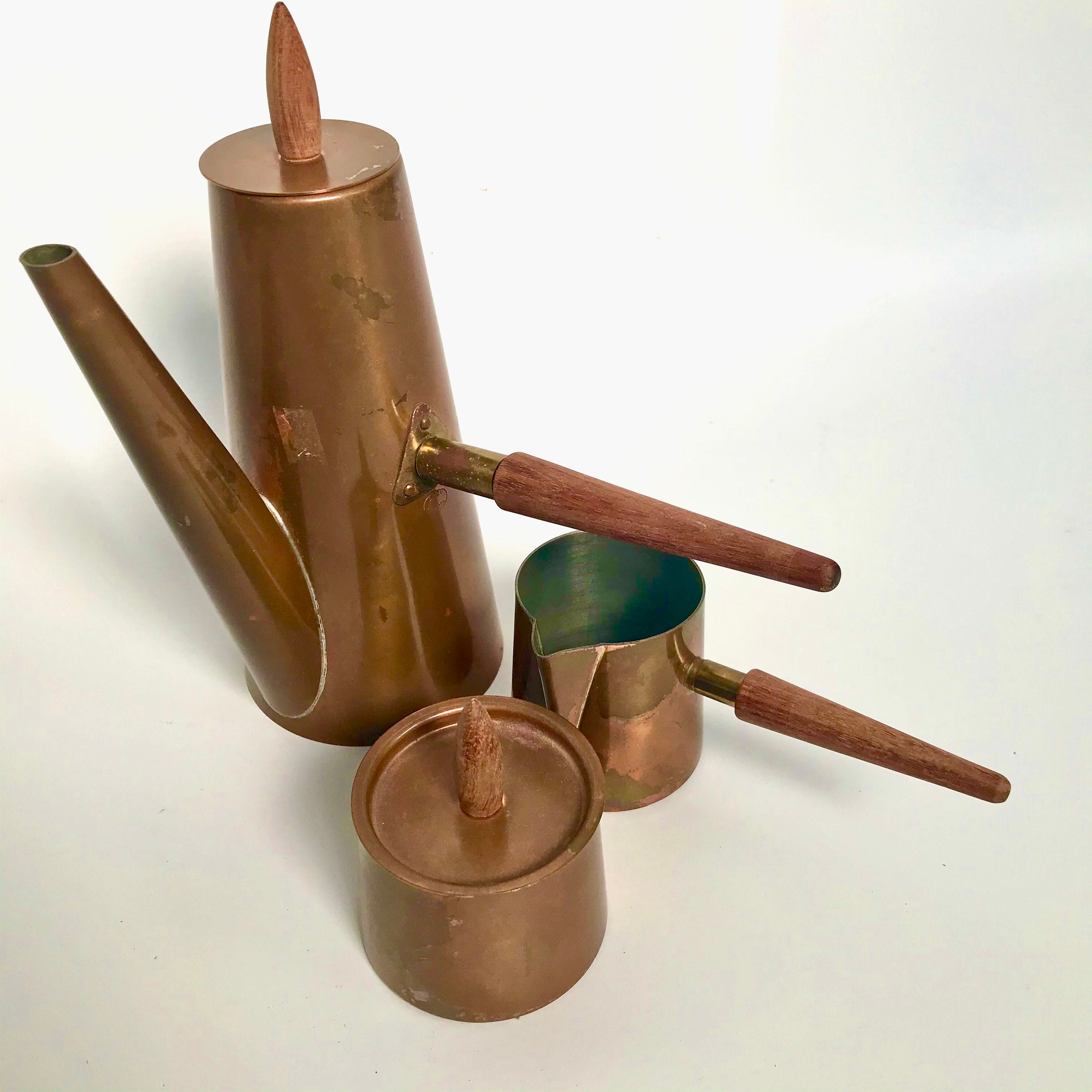 Vintage Copper Coffee Set Europe ARGV Wood/brass/copper Mid - Etsy ...