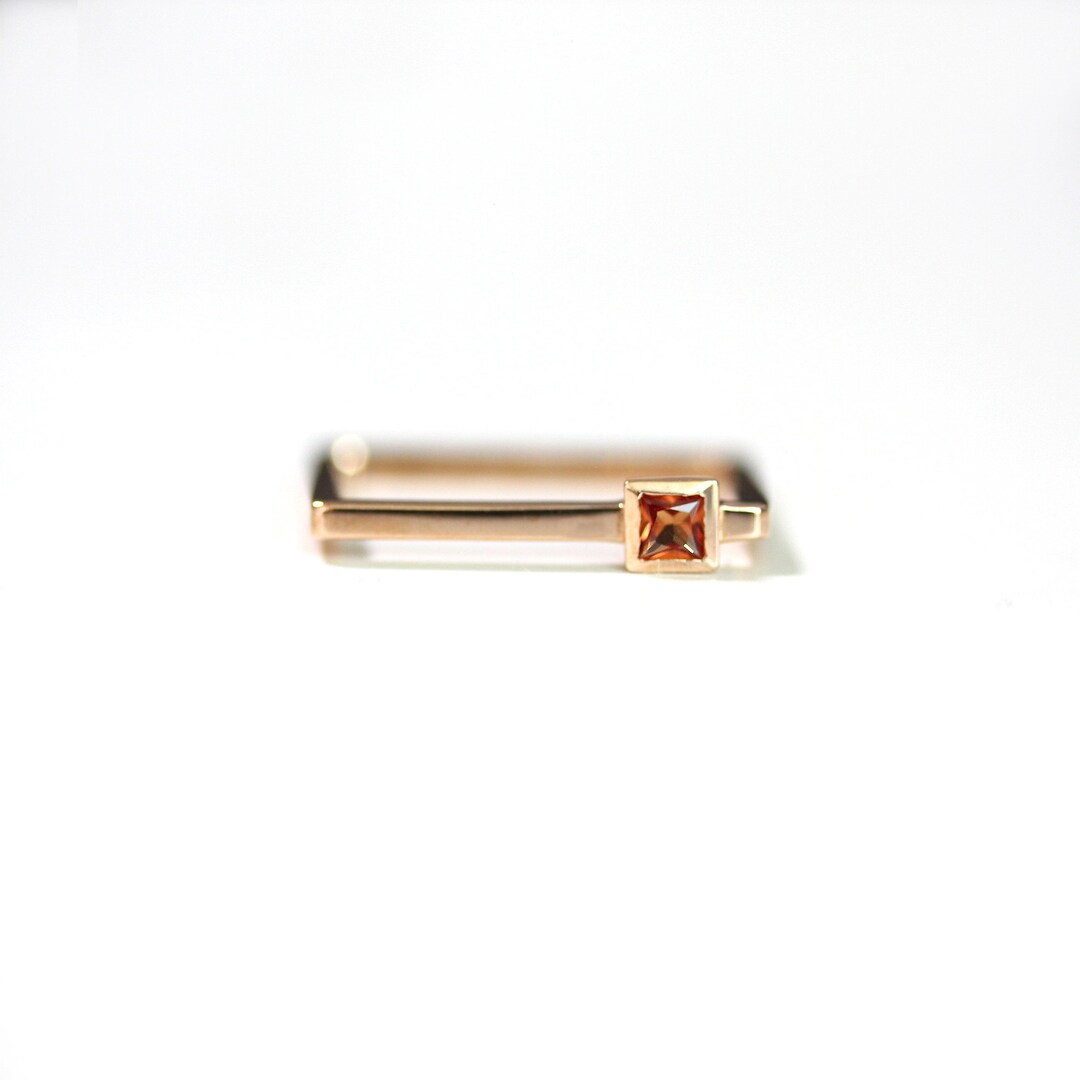 14k Solid Gold Square Shape Ring With Square Cut Natural Orange ...