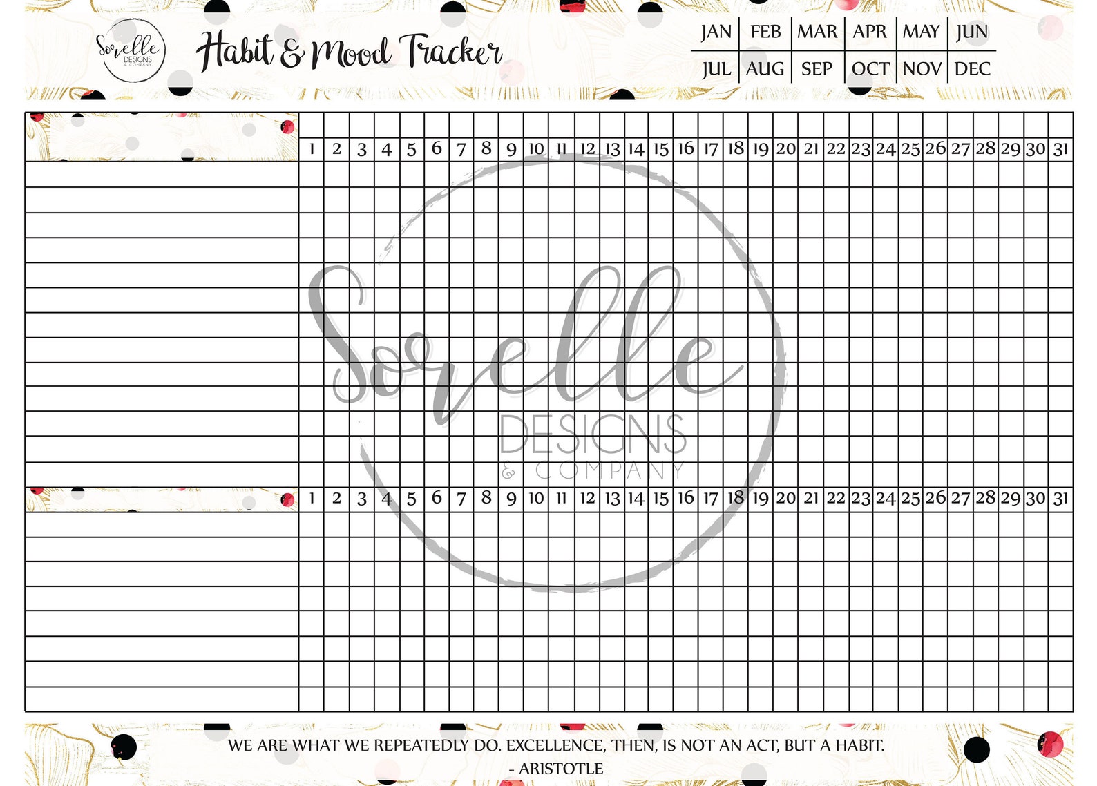 Habit Tracker Printable Mood Tracker Printable Floral | Etsy