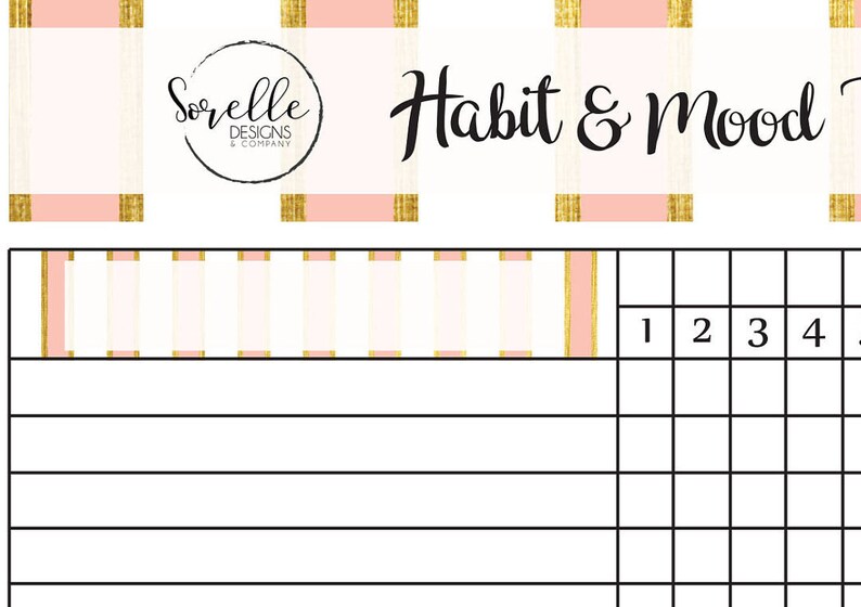 Habit Tracker, Mood Tracker, *INSTANT DOWNLOAD*, Pink Stripes - Etsy