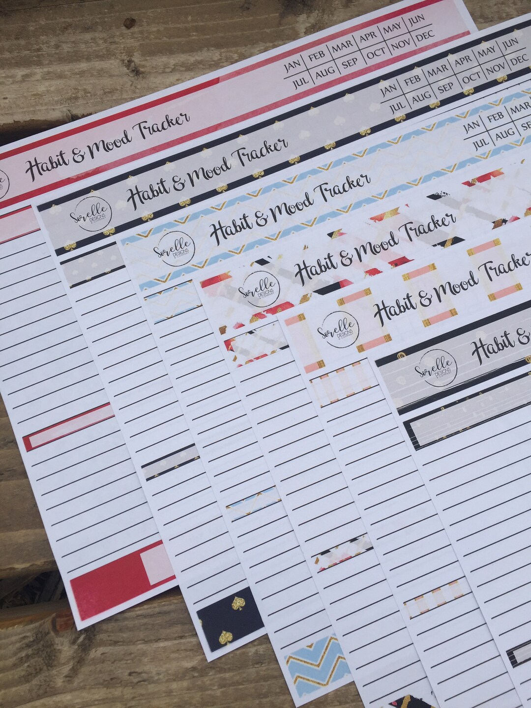 Habit Tracker Printable, Mood Tracker Printable, Abstract Bundle ...