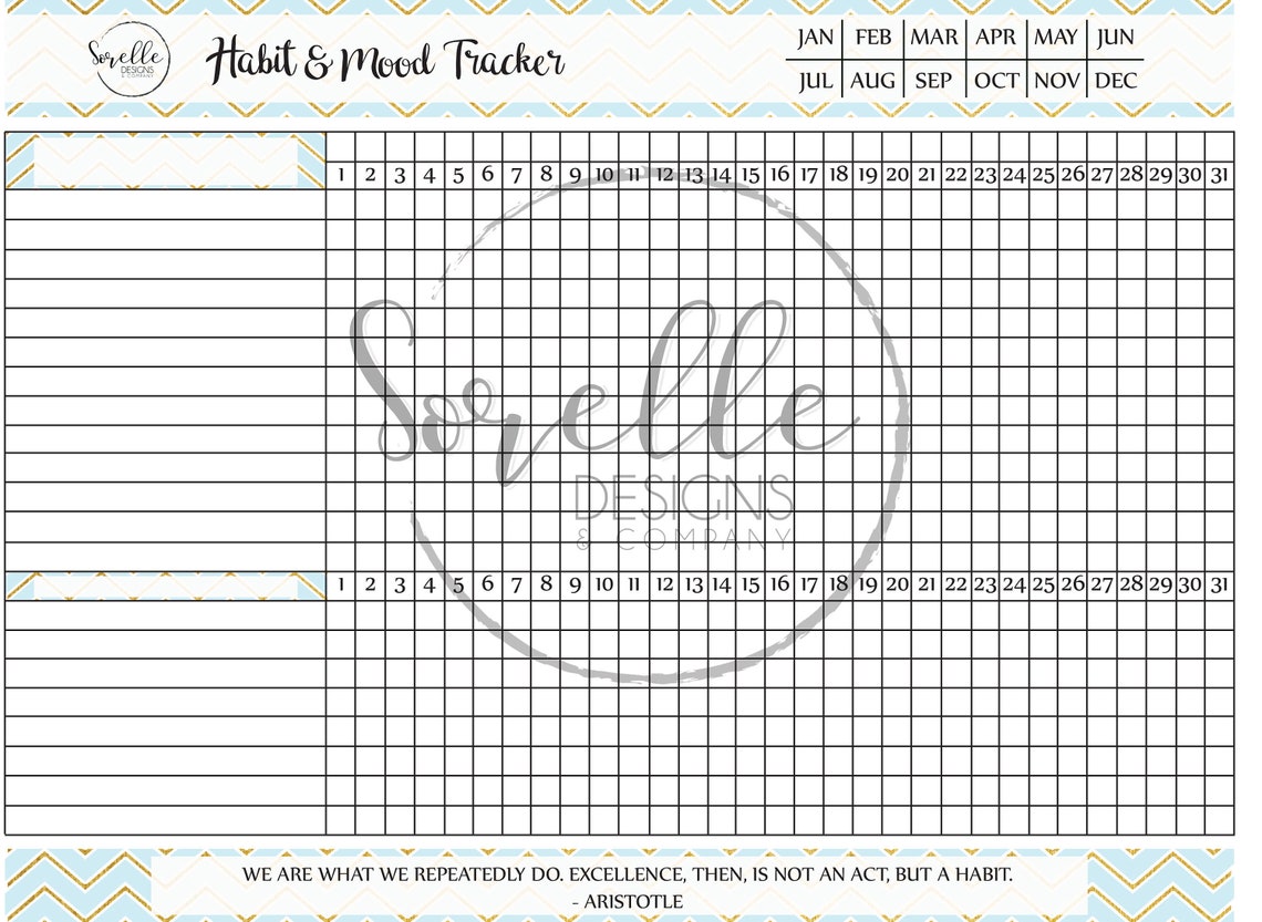 Habit Tracker Printable Mood Tracker Printable Twelve Month - Etsy Canada