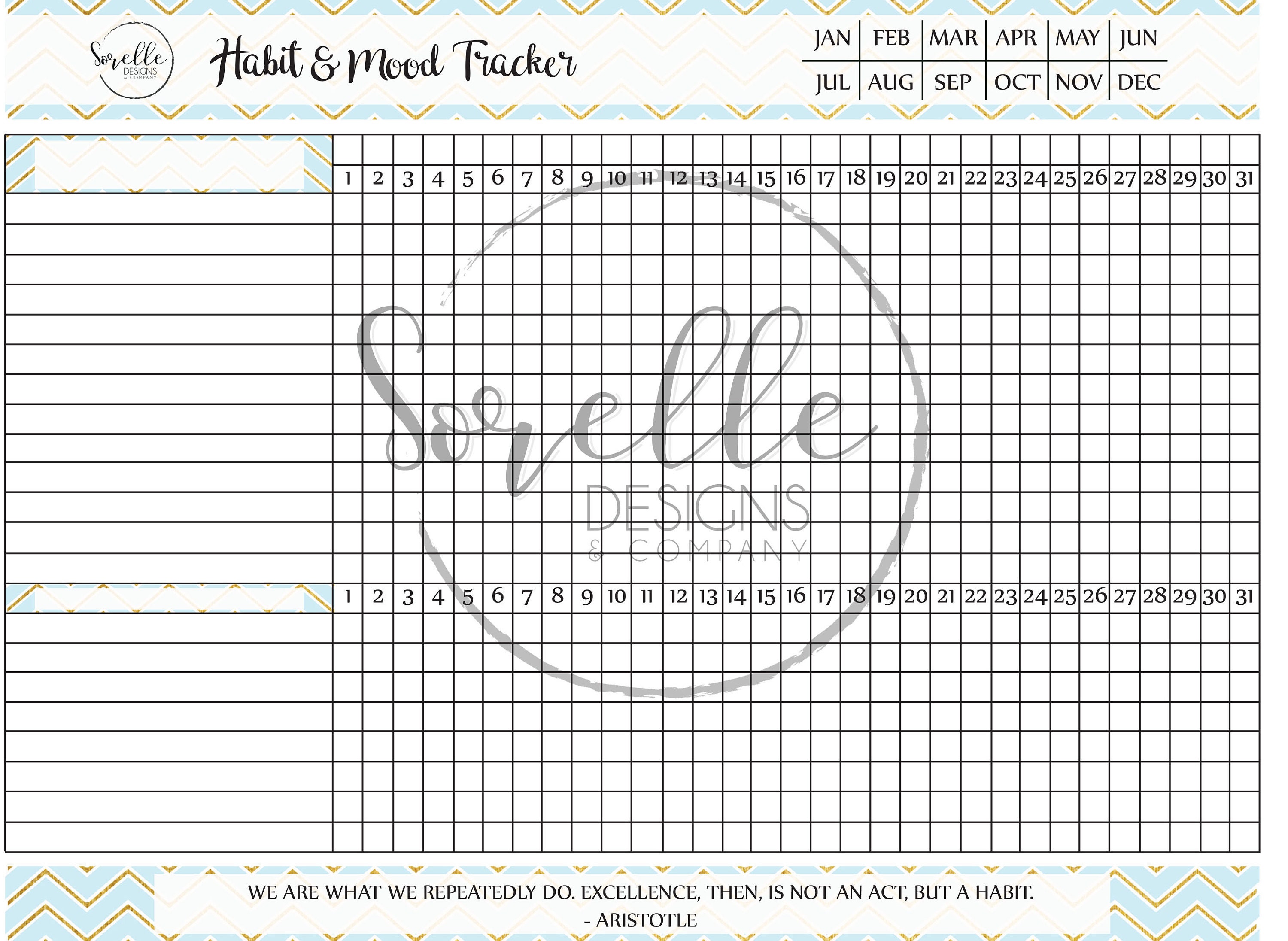 Habit Tracker Printable Mood Tracker Printable Abstract | Etsy