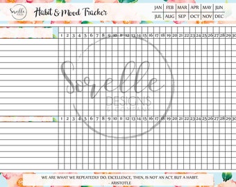 Habit Tracker Mood Tracker INSTANT DOWNLOAD Sky Blue and - Etsy