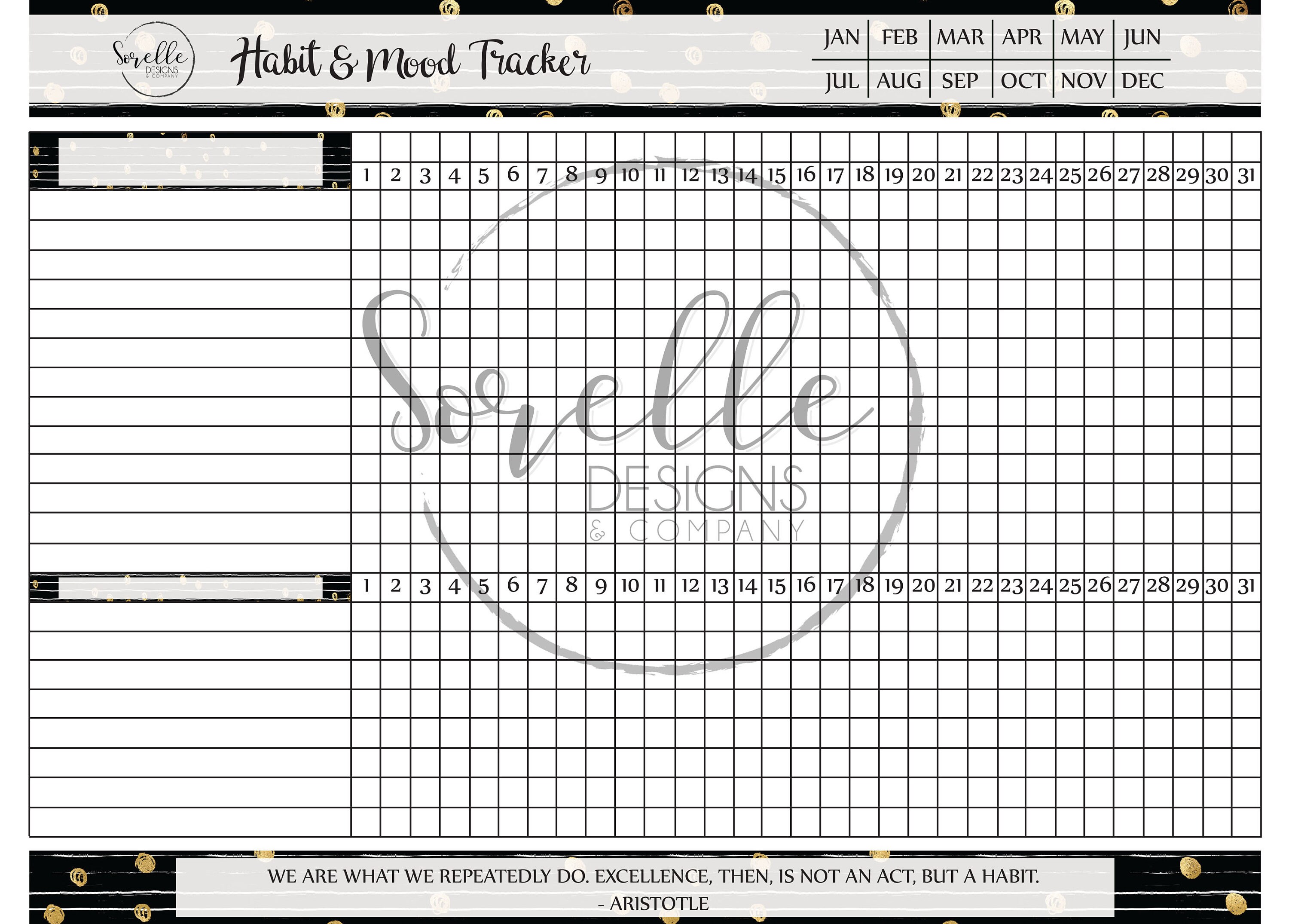 Habit Tracker Printable, Mood Tracker Printable, Abstract Bundle ...