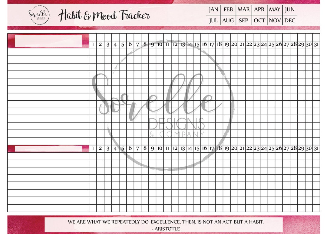 Habit Tracker, Mood Tracker, *INSTANT DOWNLOAD*, Pink Abstract - Etsy