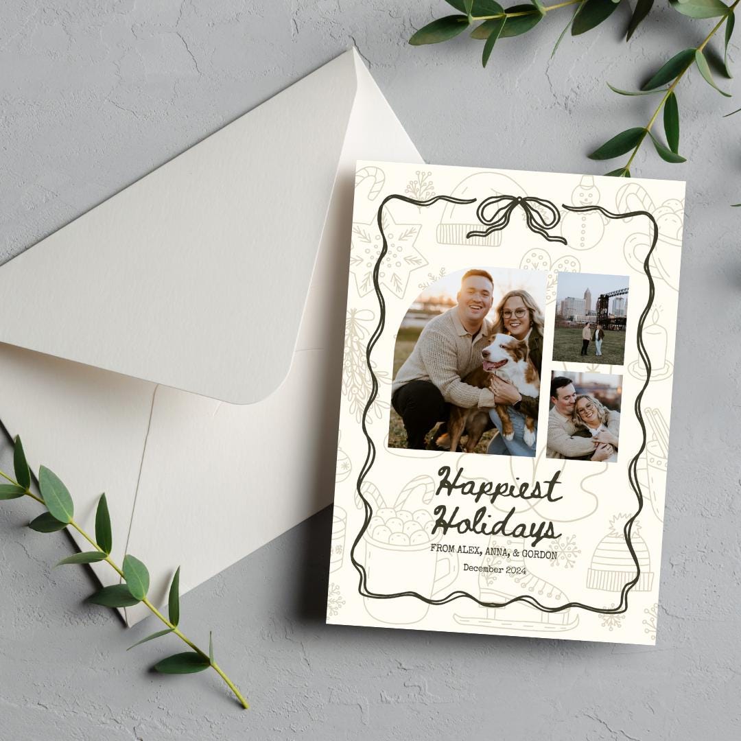 Editable Canva Template for Happy Holidays Doodle Background Card ...