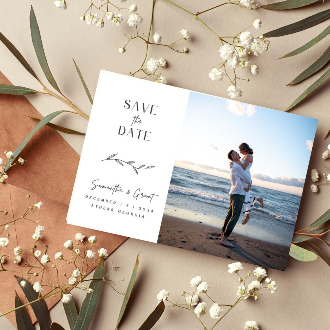 Editable Nature Script Minimalist Save the Date Template | Canva ...