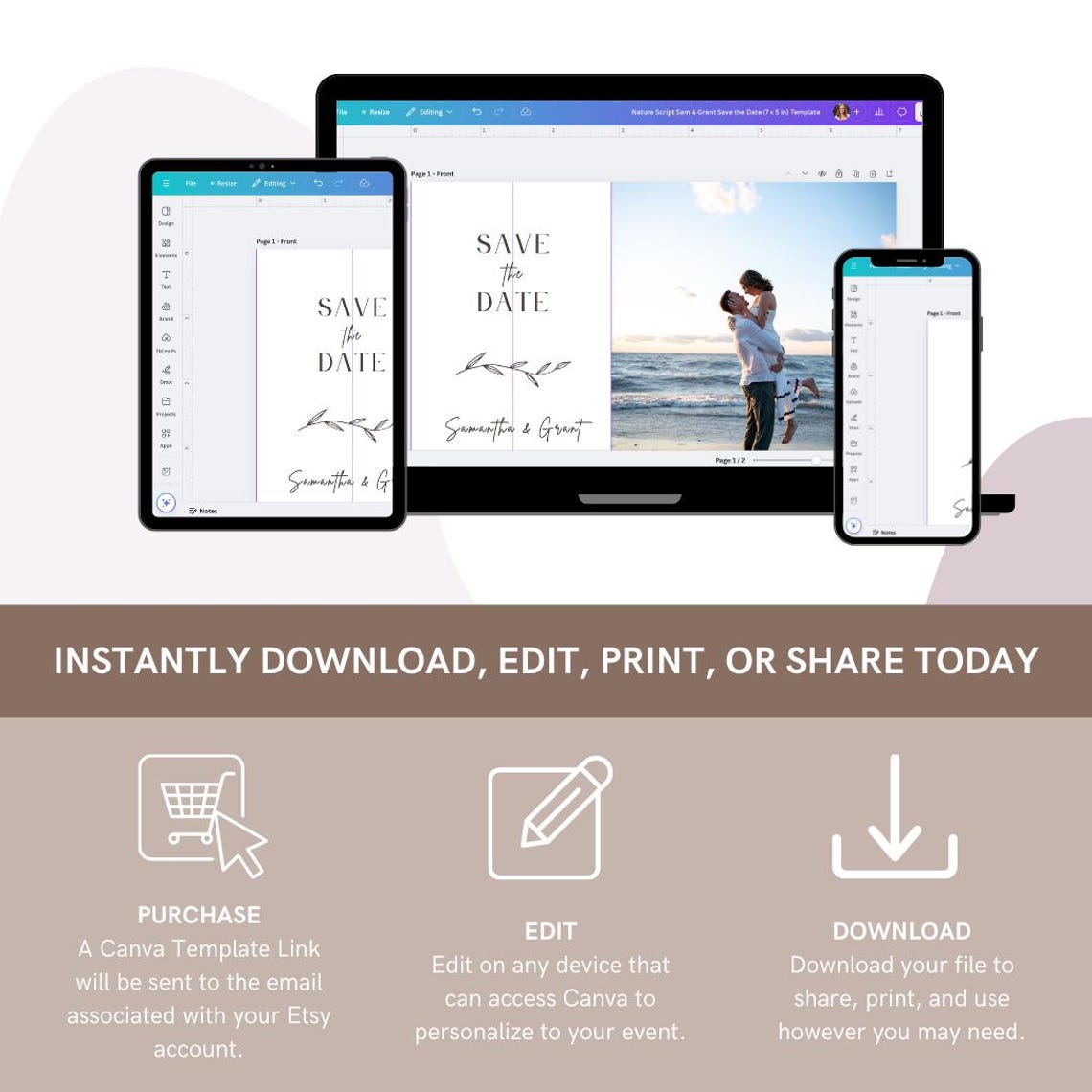 Editable Nature Script Minimalist Save the Date Template | Canva ...