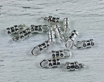 3mm Leather Crimp End With Loop Silver Plated SP Pack of 20 Pieces - Etsy