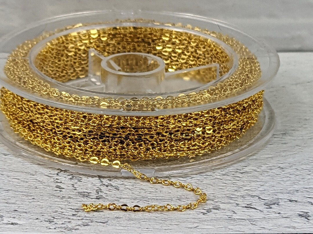 Gold Plated Tiny Heart Link Chain, Dainty Chain, Soldered Links, 2x1mm ...
