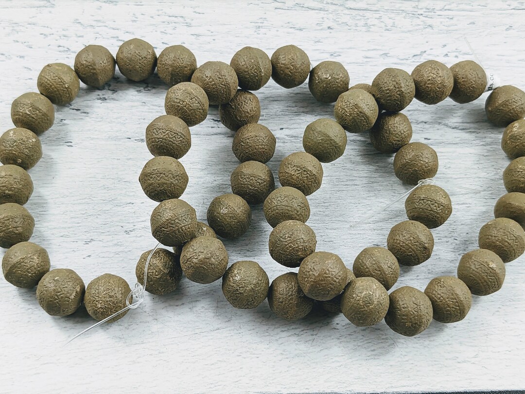 Vintage Textured Green Acrylic Round Beads Terra Cotta - Etsy