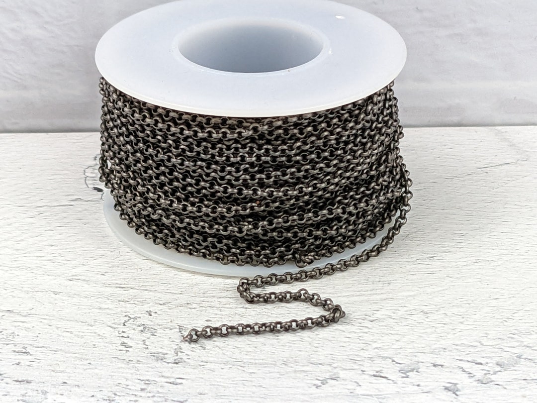 2mm Rolo Chain in Matte Gunmetal, Link Chain - Etsy