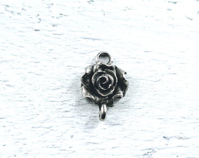 Antique Silver Ox Plated Rose Flower Connector, Links, Charms, 24x15mm ...