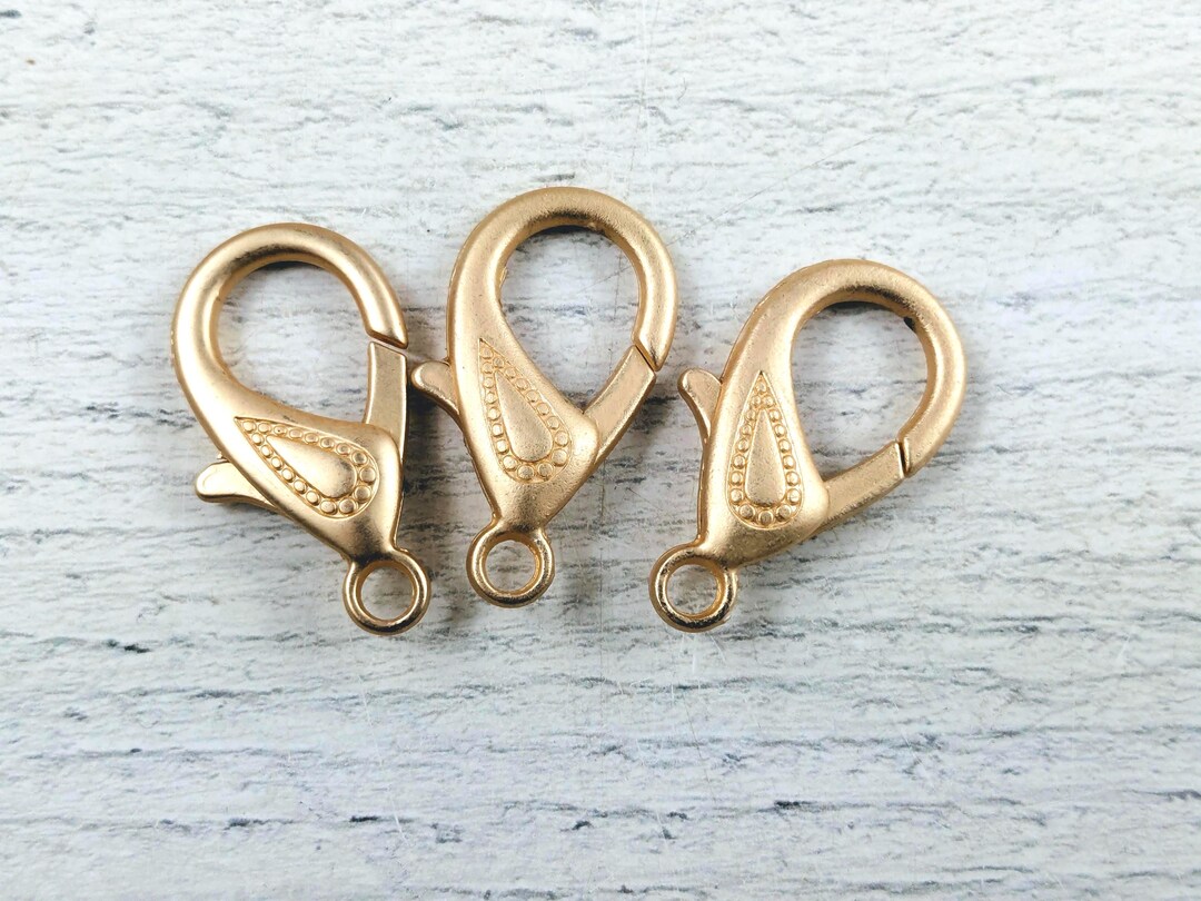 3pcs. Large Flat Matte Gold Plated Ornate Lobster Clasps, Double Sided ...