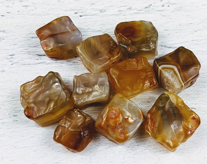 Hand Chipped Square and Rectangle Honey Agate Gemstone Beads, 5pcs ...
