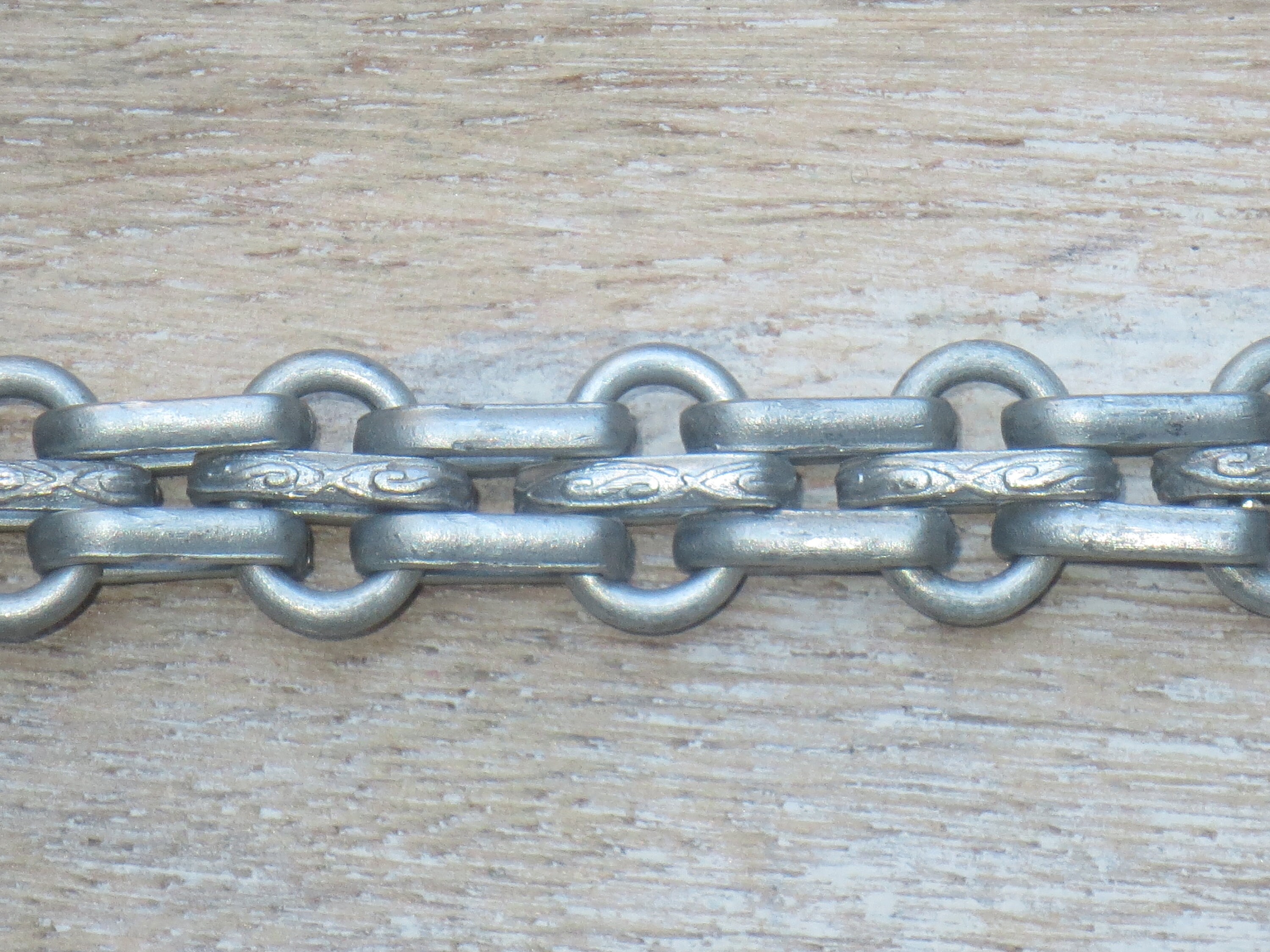 Matte Antique Silver Ladder Chain Textured Link Chain | Etsy