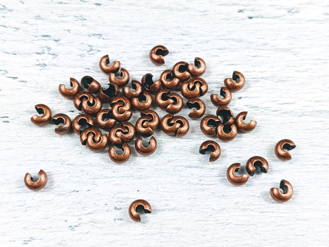 4mm Antique Copper Crimp Covers, Crimps - Etsy