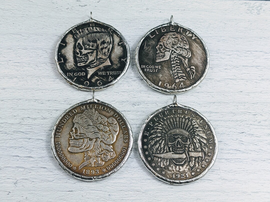 Large Skull and Eagle Solder Coins, 1pc. Replica, Gothic, Washing ...