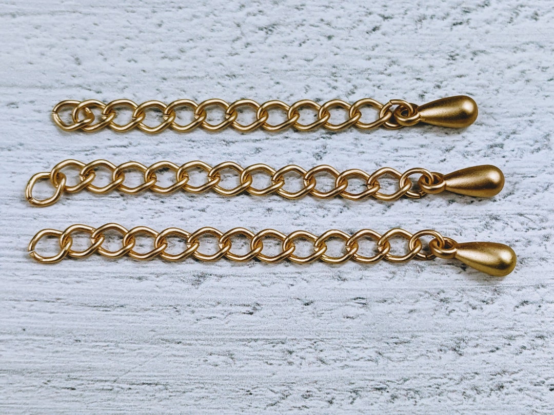 2" Matte Gold Extension Chain, Jewelry Extender Chain, Bracelet ...