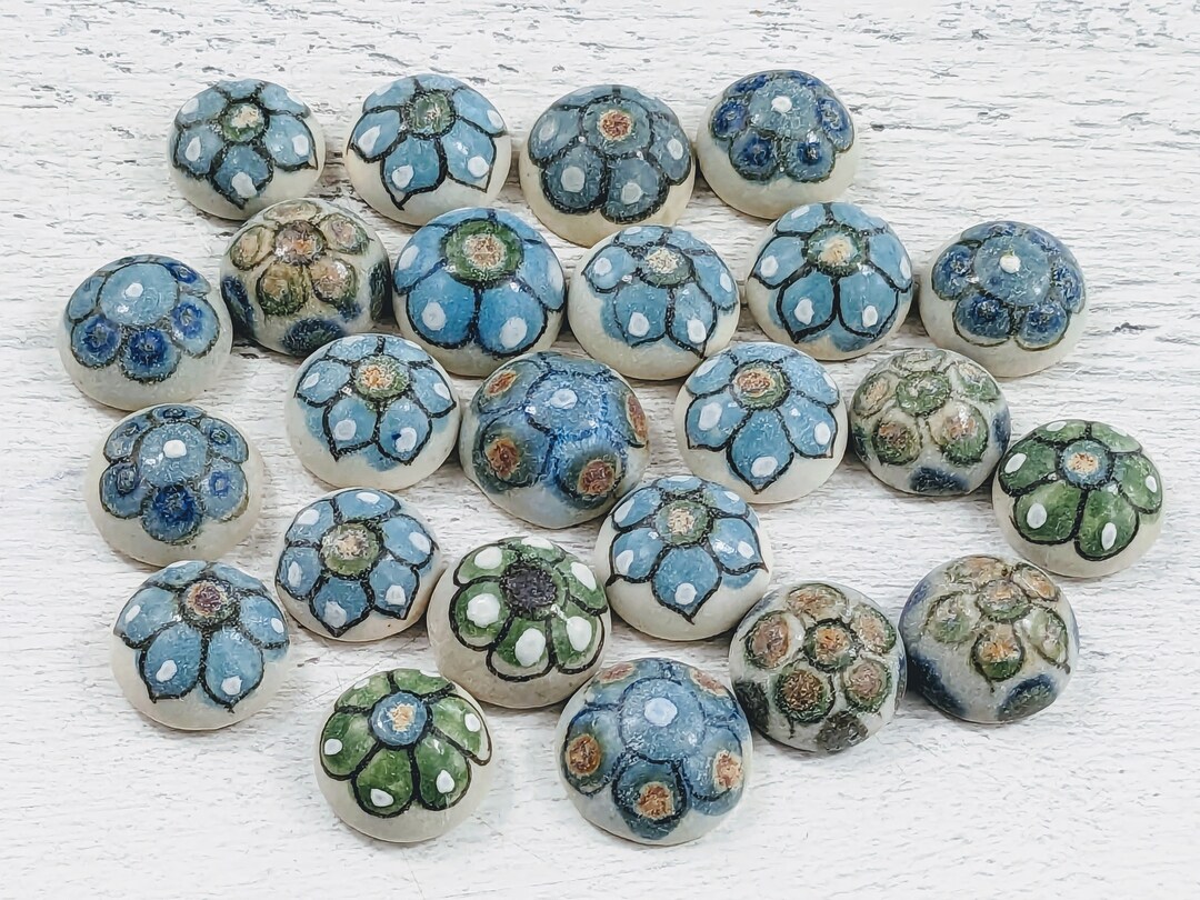 Vintage Hand Painted Porcelain Flower Cabochons, Mixed, Assortment ...
