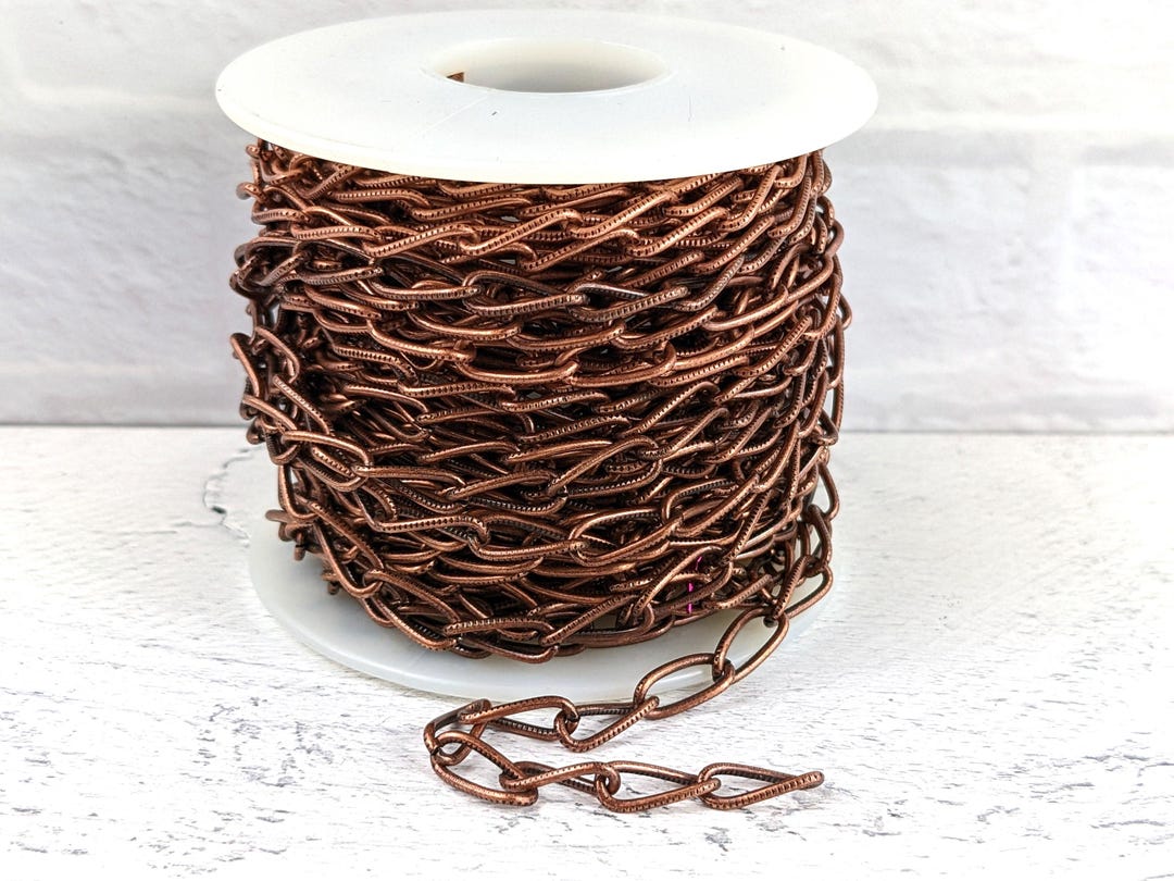 Antique Copper Elongated Curb Chain, Link. Long Chain, Textured - Etsy