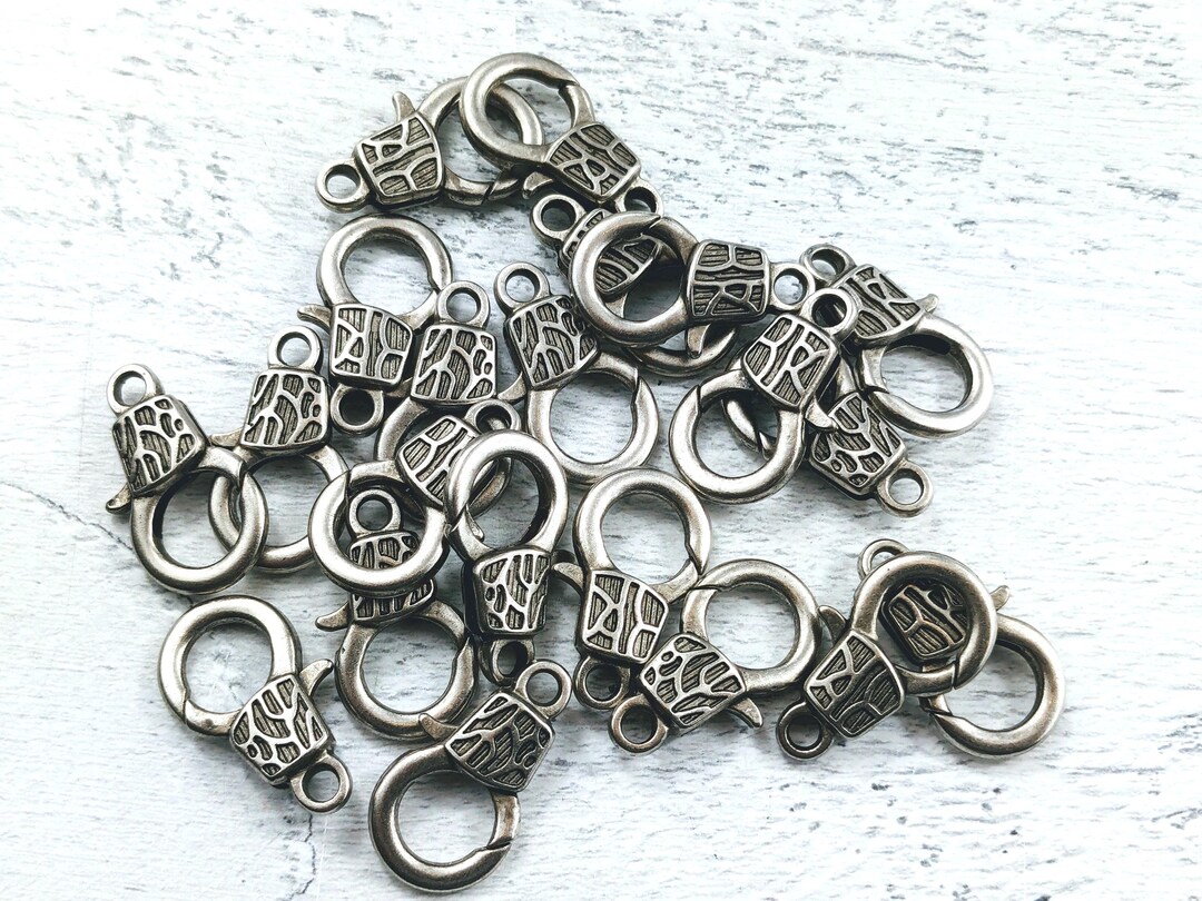 22mm Large Antique Silver Ox Ornate Textured Lobster Clasps - Etsy