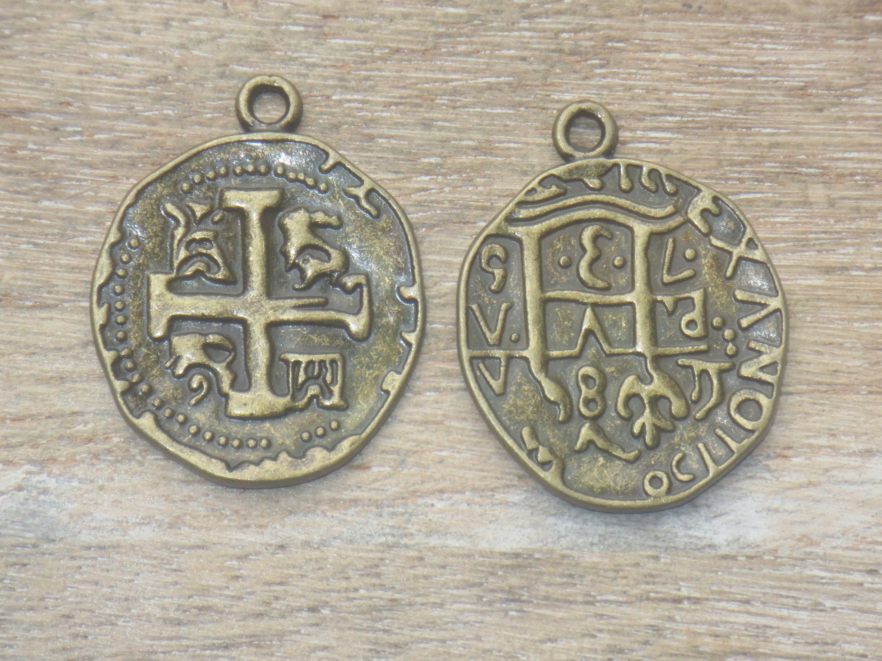 Antique Brass Roman Coin Cross Double Sided Charm Religious | Etsy