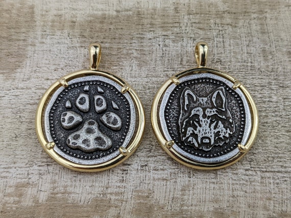 Antique Silver and Gold Plated Replica Coin Wolf Head or Paw - Etsy