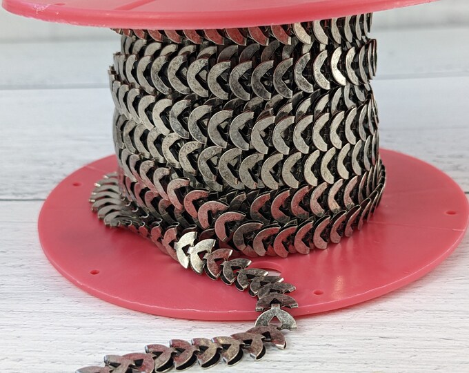 Antique Silver Chevron Chain, Fishbone, Fish Bone, 13x6mm, Crescent ...