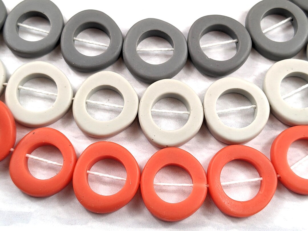 Cutout Oval Resin Beads, Grey, Light Beige or Coral Orange, Lightweight ...