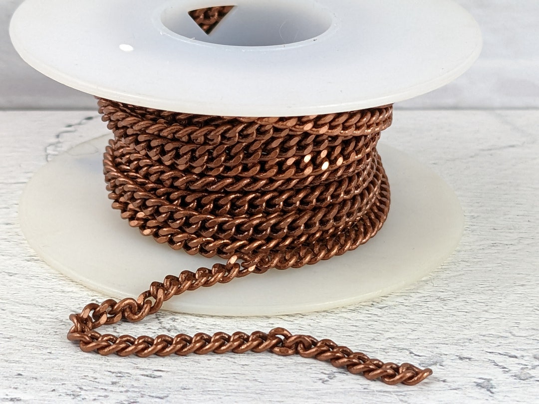 Small Flattened Curb Chain in Antique Copper - Etsy