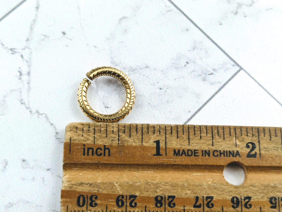 Large Antique Gold Textured Round Open Jump Rings, Thick Gauge, 16mm ...