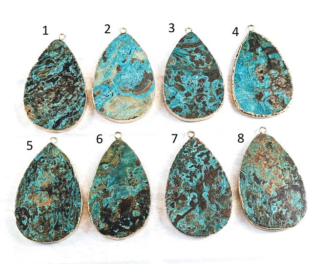 Gold Plated Imperial Jasper Gemstone Teardrop Pendants, Electroplated ...
