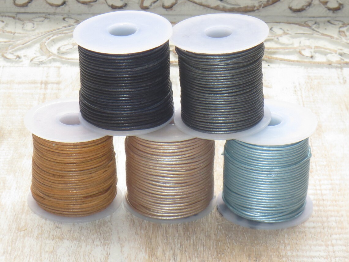 1mm Leather Cord Graphite Leather Lt. Metallic Turquoise | Etsy