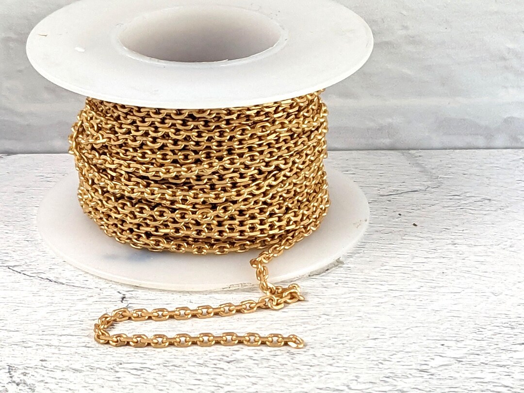 Small Rectangle Matte Gold Link Chain, 3x2mm - Etsy