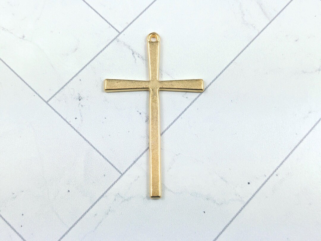 Large Matte Gold Long Cross Pendant, Spiritual, Religious, 61x36mm, 1pc ...