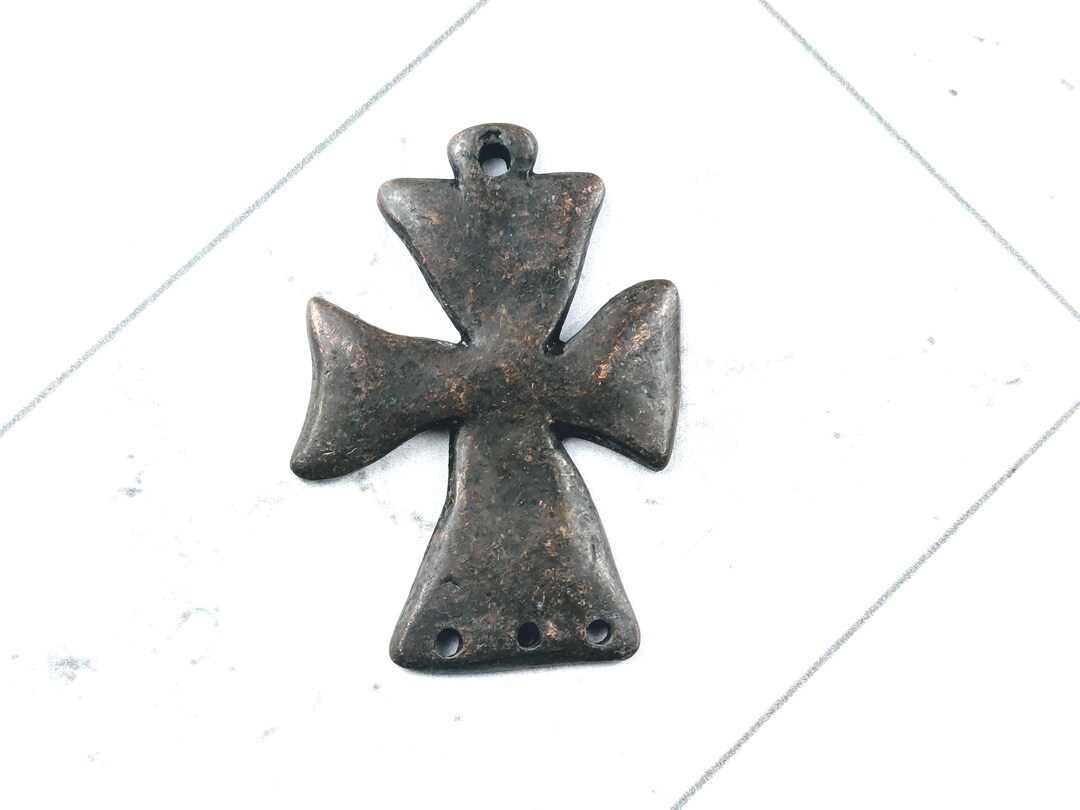Bronze Ox Plated Cross Pendant, Connector, 3 Holes, Gothic, 45x32mm ...